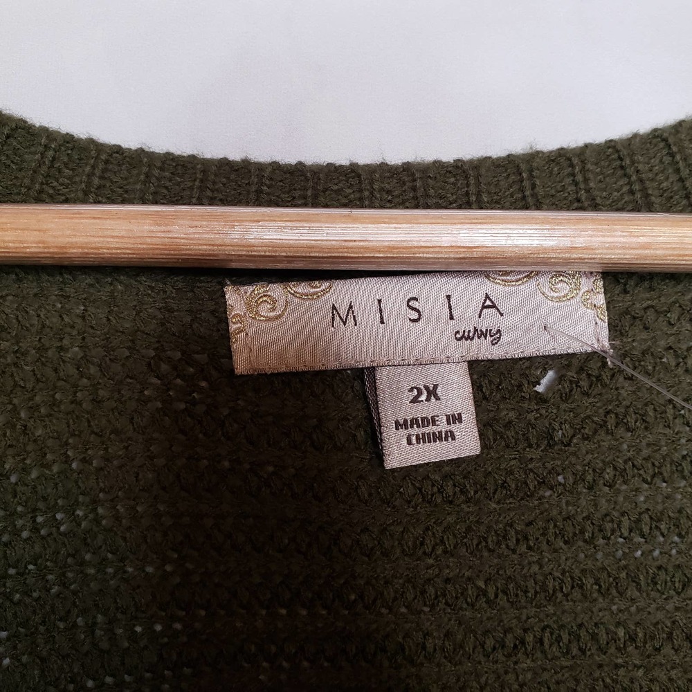 Misia Curvy Army Green Open Cardigan Knitted Sweater … - Gem